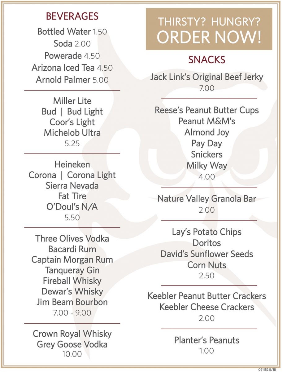 Beverage Cart Menu - Lookout Mountain Golf Club